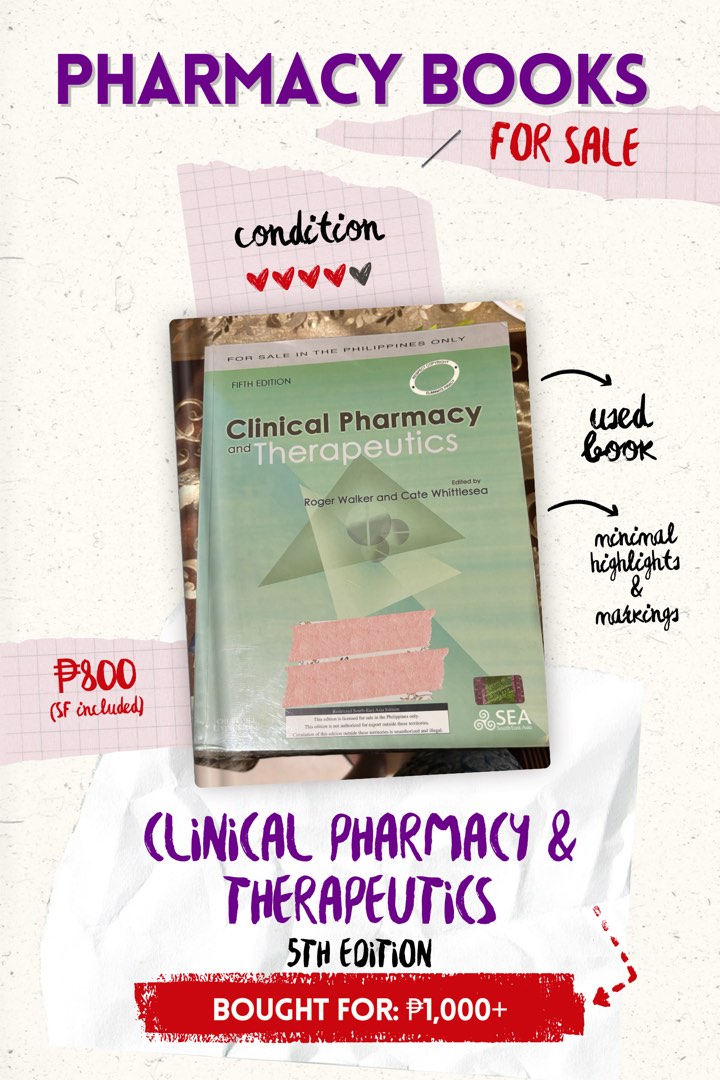Pharmacy Book: Clinical Pharmacy and Therapeutics, Looking For on Carousell