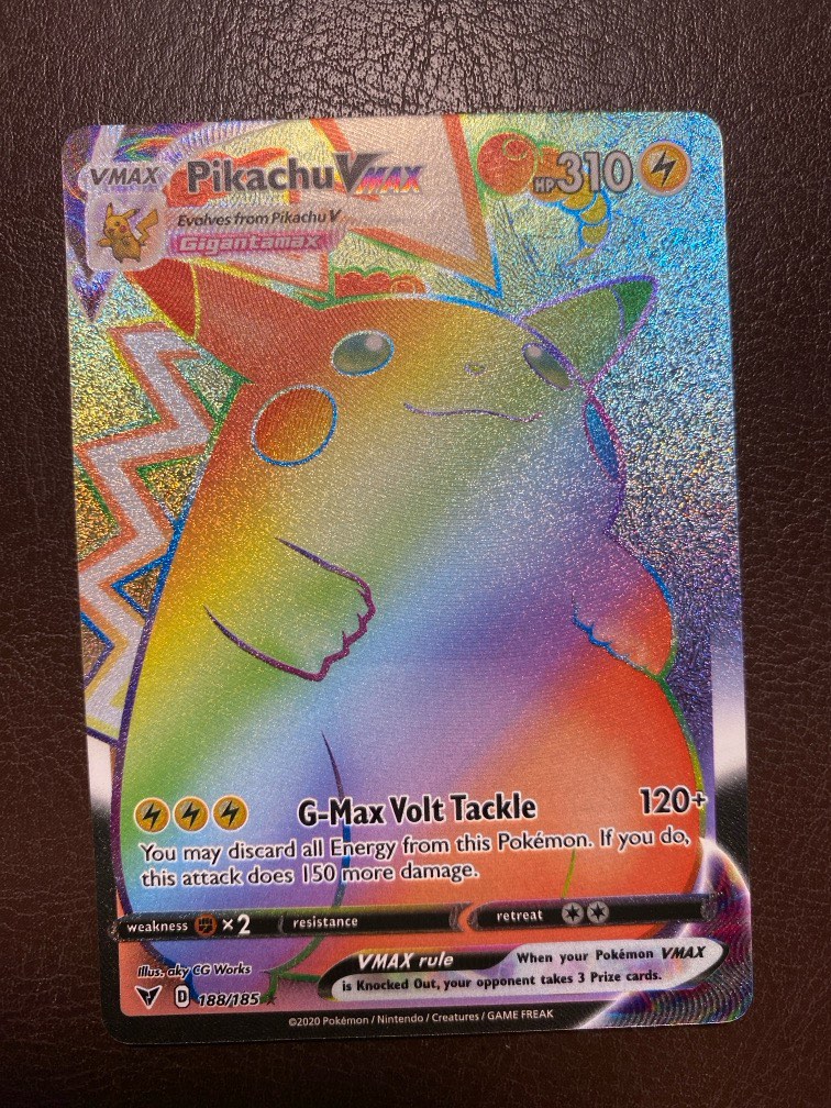 Pikachu vmax rainbow #188 full art tcg, Hobbies & Toys, Toys & Games on ...