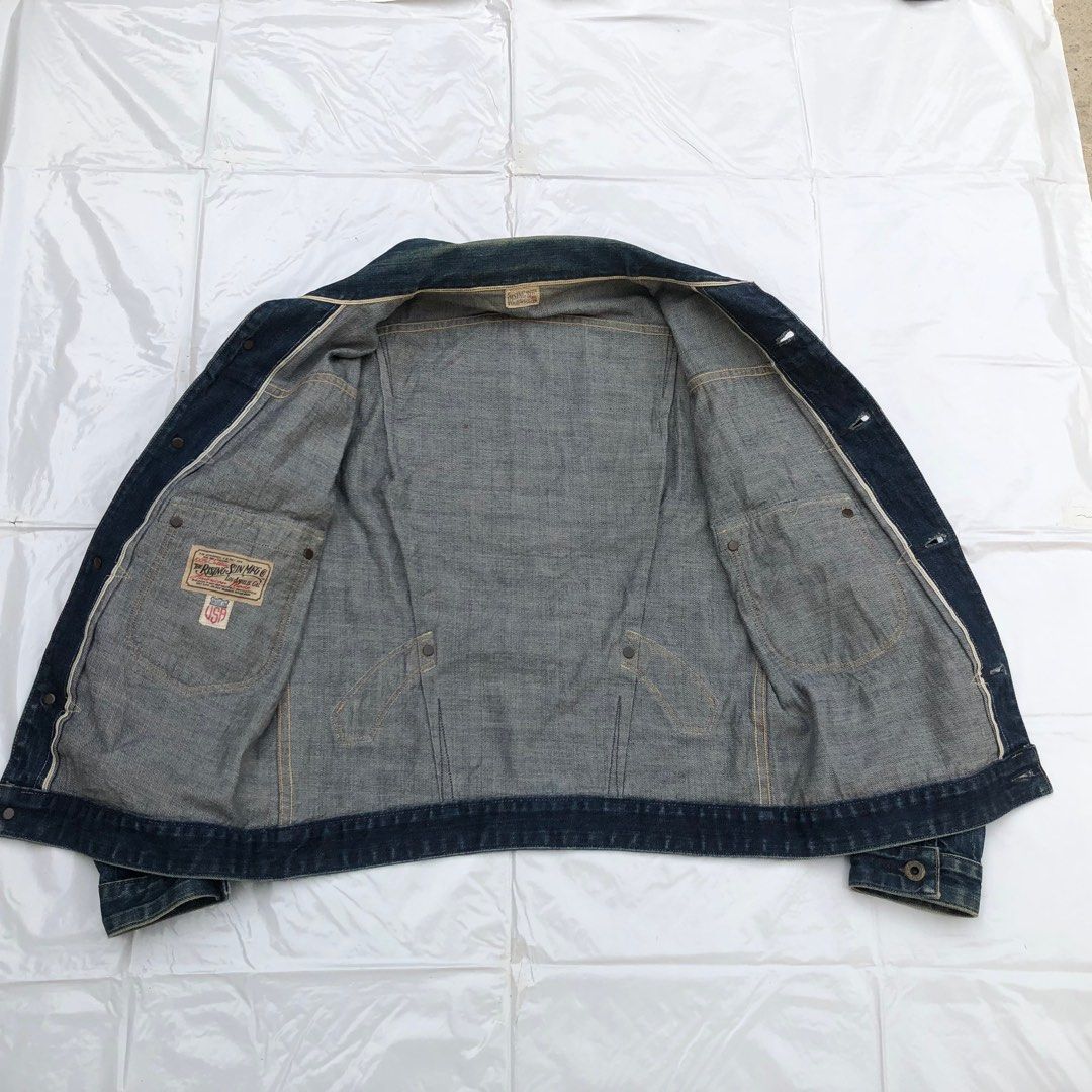 PO RISING SUN MFG CO DENIM BLUE JEANS SMALL TYPE TWO JACKET HIDDEN ...