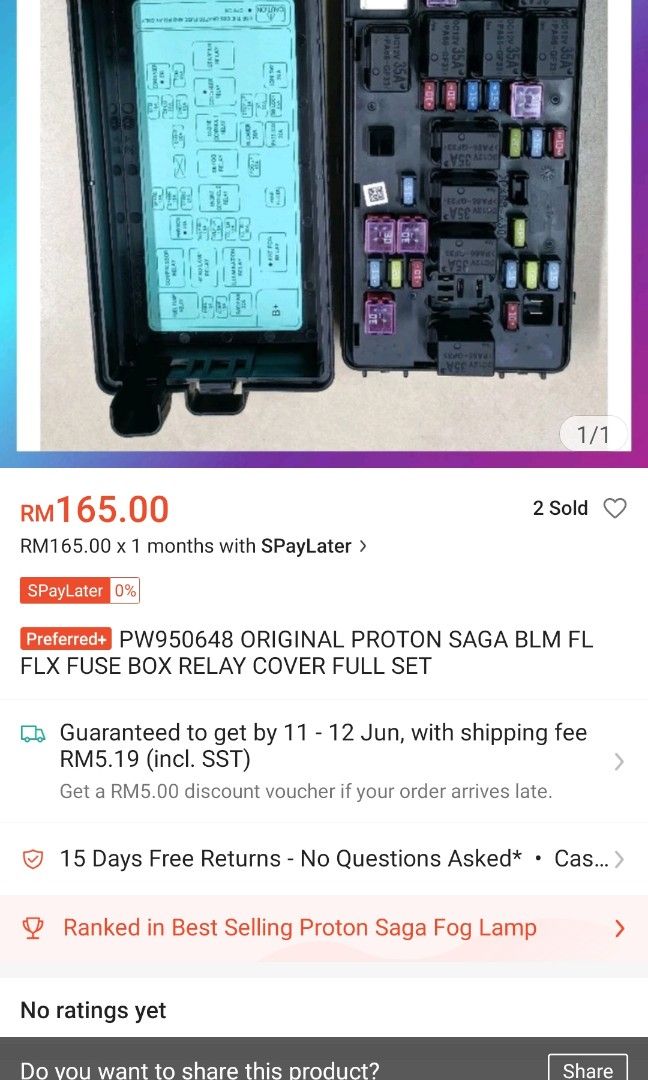 PW950648 ORIGINAL PROTON SAGA BLM FL FLX FUSE BOX RELAY COVER FULL SET ...