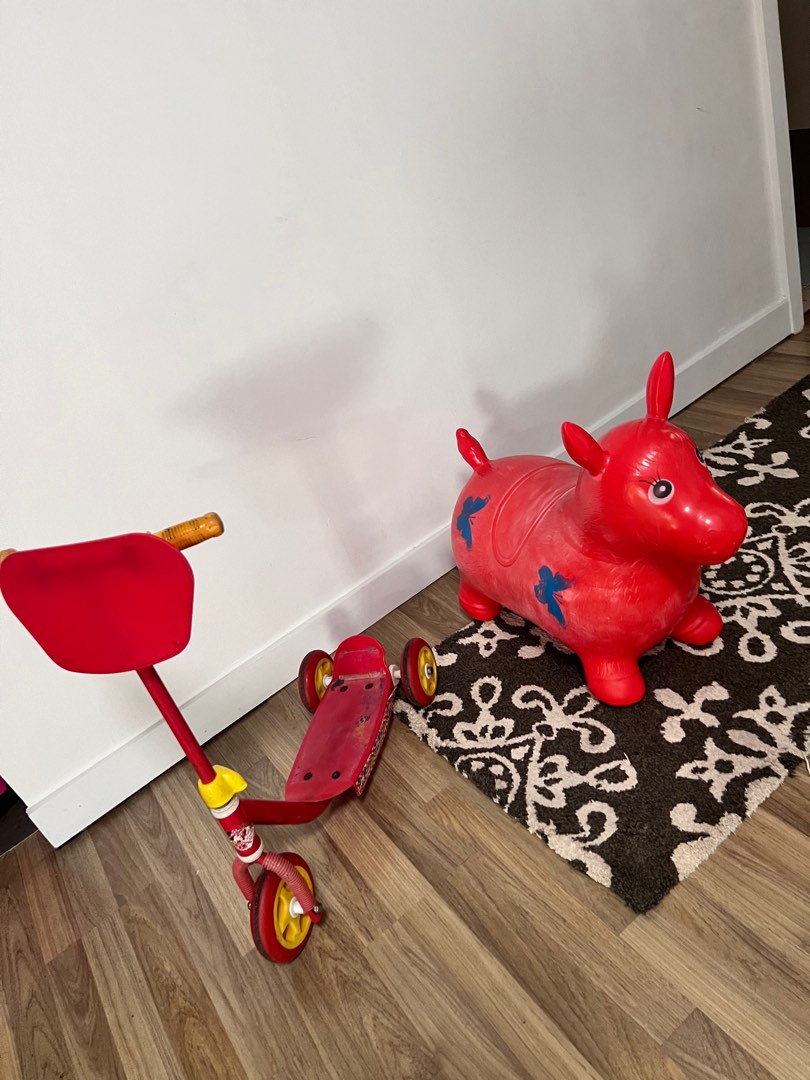 SCOOTER AND jumping donkey Rubber toy, Babies & Kids, Babies & Kids ...