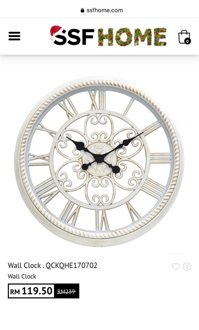 SSF Wall Clock White, Furniture & Home Living, Home Decor, Clocks on ...