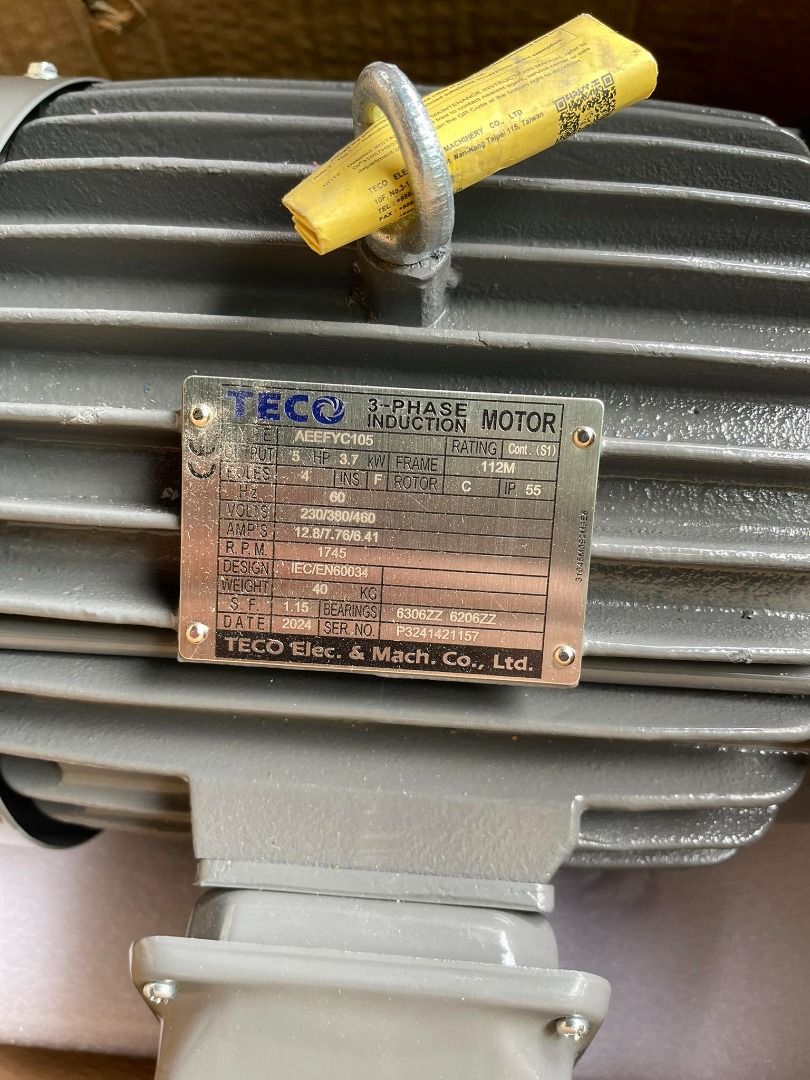 Teco Induction Motor 5HP, Commercial & Industrial, Industrial Equipment ...