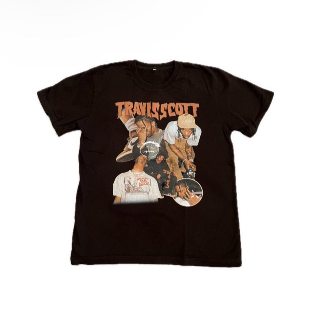 Travis Scott Graphic Tshirt, Fesyen Pria, Pakaian , Atasan di Carousell