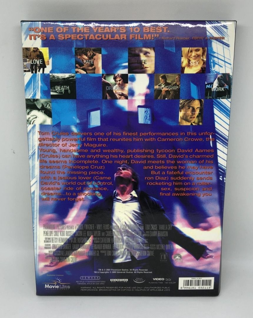 VCD tom cruise vanilla sky original teks indonesia cameron diaz asli ...
