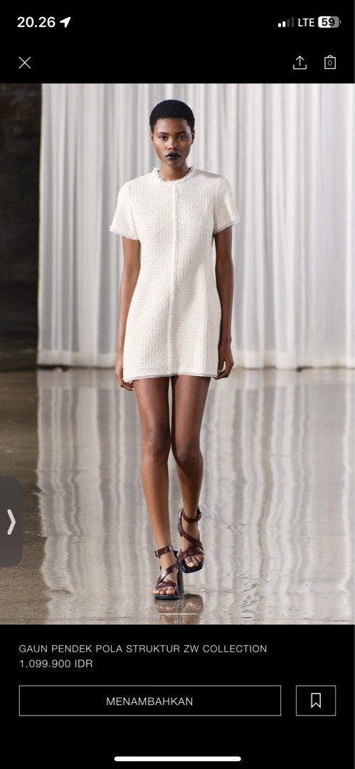 zara GAUN PENDEK POLA STRUKTUR ZW COLLECTION, Fesyen Wanita, Pakaian ...