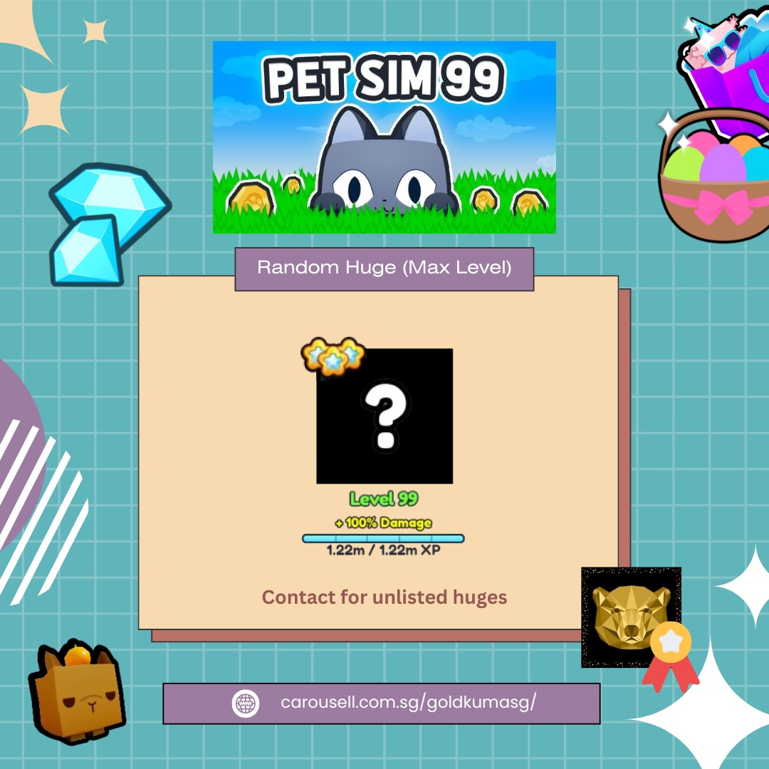 (1/S$2.6) Random Huge - Max Level | PS99 | Pet Sim 99 | Pet Simulator ...