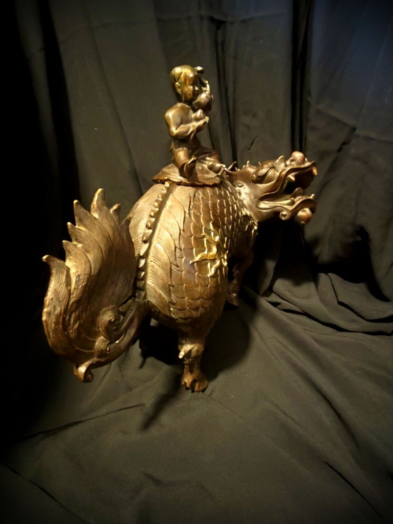 Ancient Chinese bronze animal Qilin beast statue, Hobbies & Toys ...