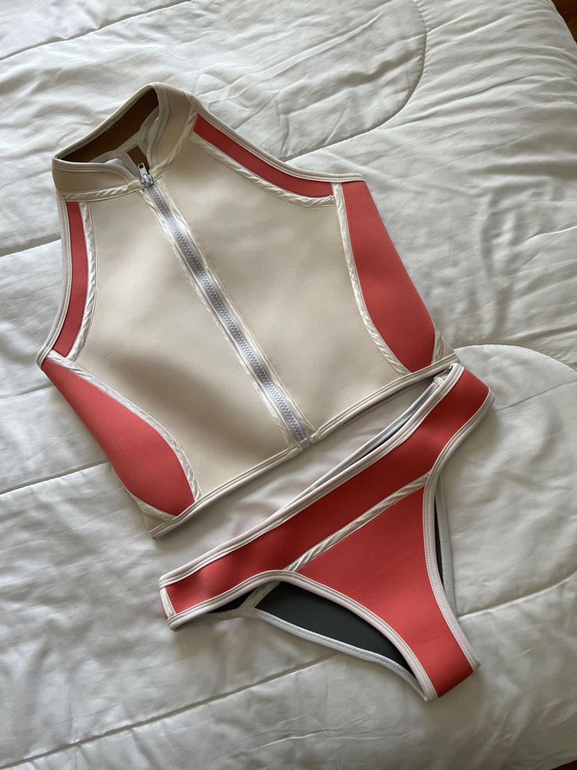 Cesa PH Warren Wetsuit Rash-Kini White/Pink Reverses to Gray/Tan, Women ...