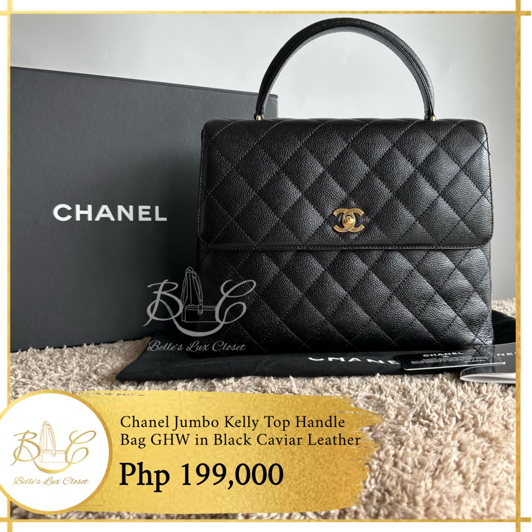 Chanel Jumbo Kelly Top Handle Black Caviar, Luxury, Bags & Wallets on ...