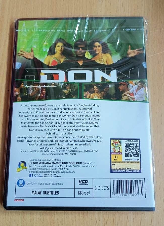 Don Bollywood Hindi Movie VCD Shah Rukh Khan Priyanka Chopra Arjun ...