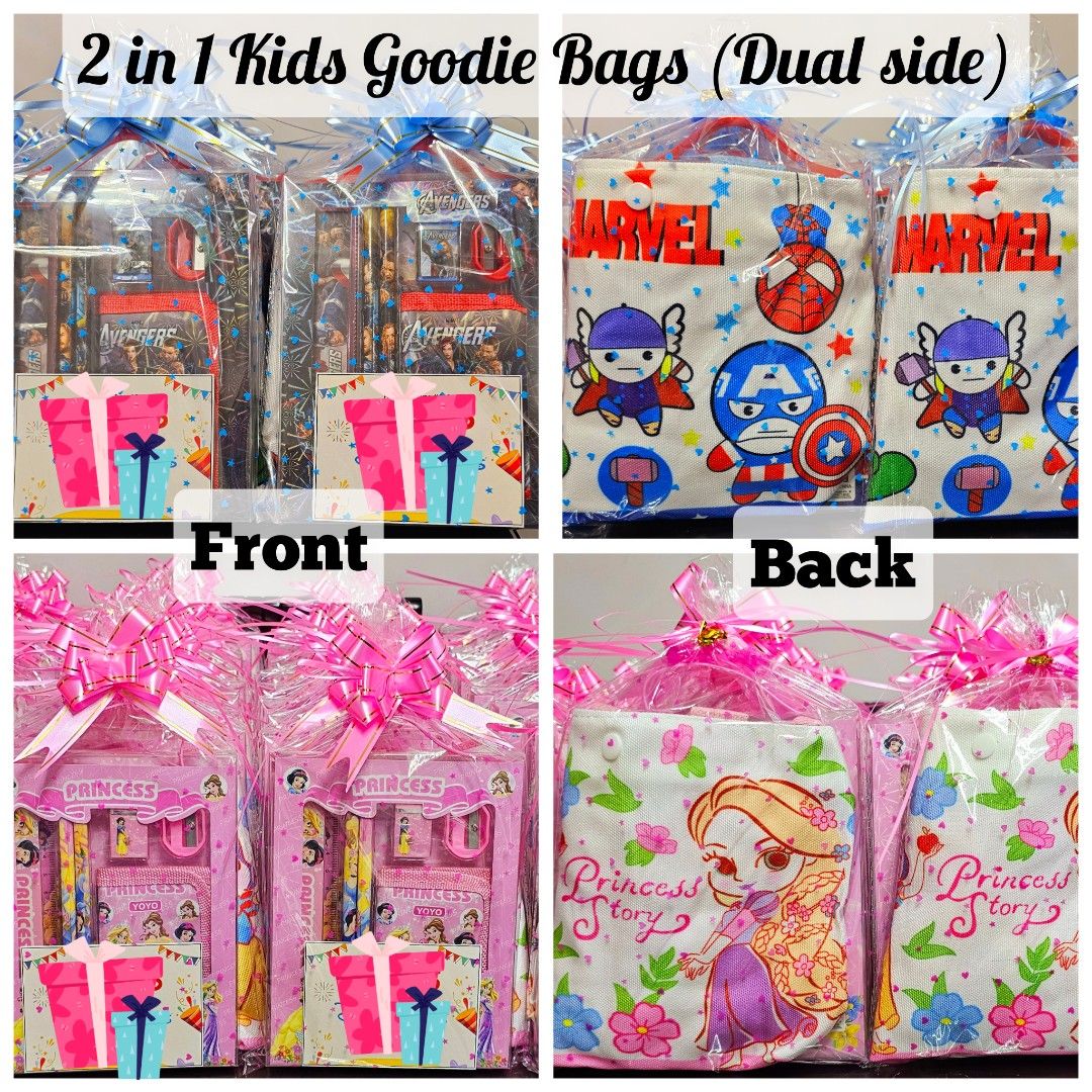 Dual side 2 in 1 Kids Goodie Bags | Mini Sling Bag | Stationery with ...