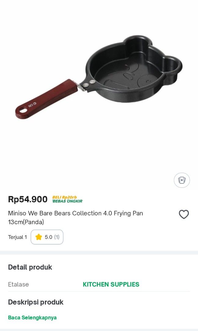 Fryingpan Miniso we bare bears, Kitchen & Appliances di Carousell