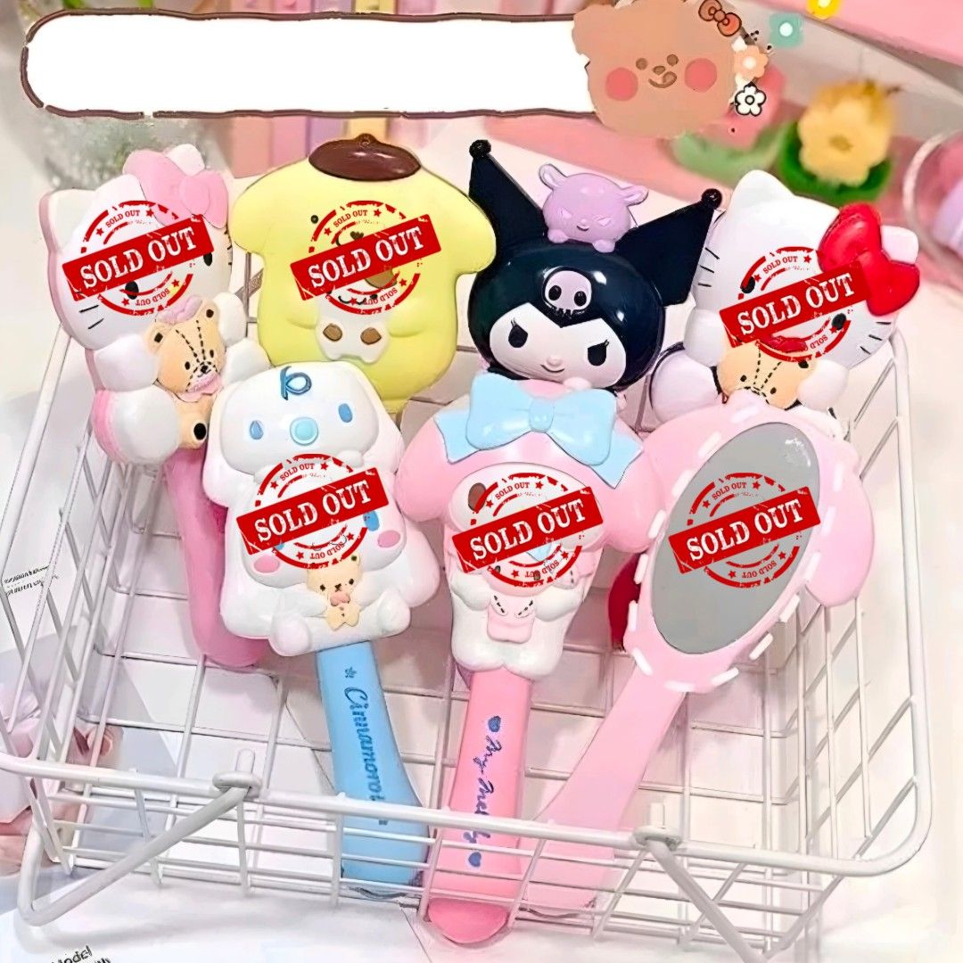 HAND MIRROR KUROMI CERMIN GAGANG KARAKTER KUROMI POMPURINE CERMIN GAGANG KARAKTER MELODY CERMIN ...