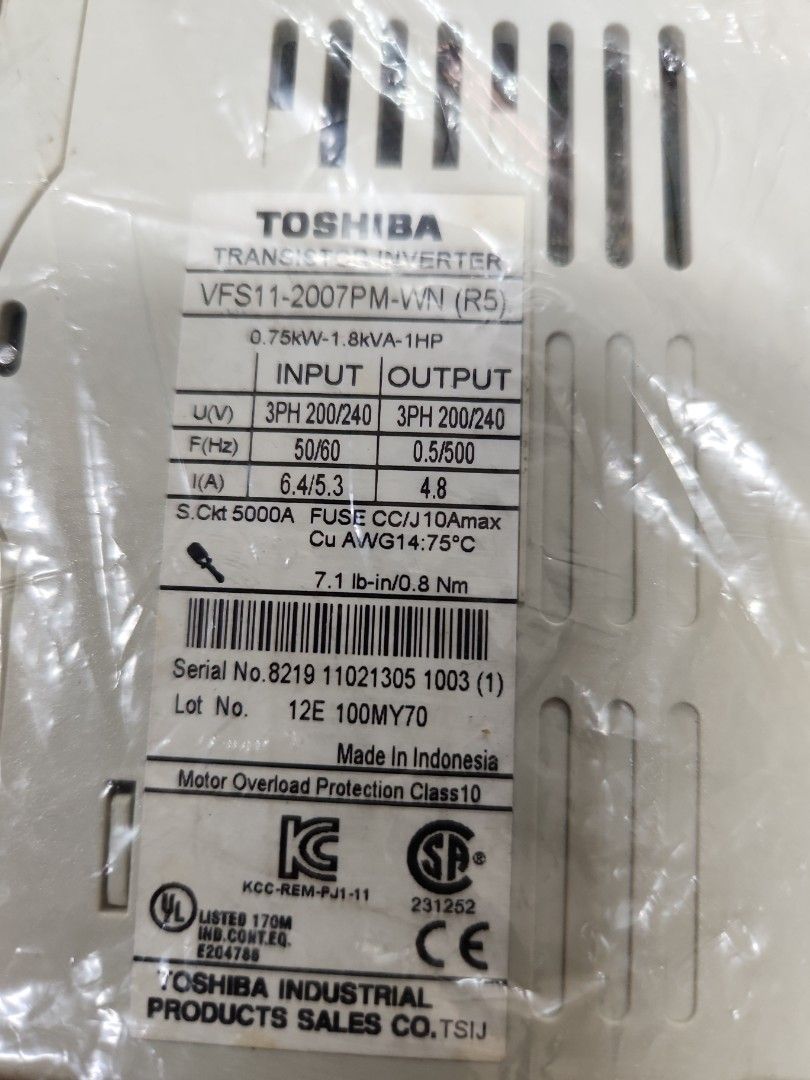 NEW TOSHIBA INVERTER VFD 3PH 220V 0.75KW 1HP, TV & Home Appliances, Electrical, Adaptors ...