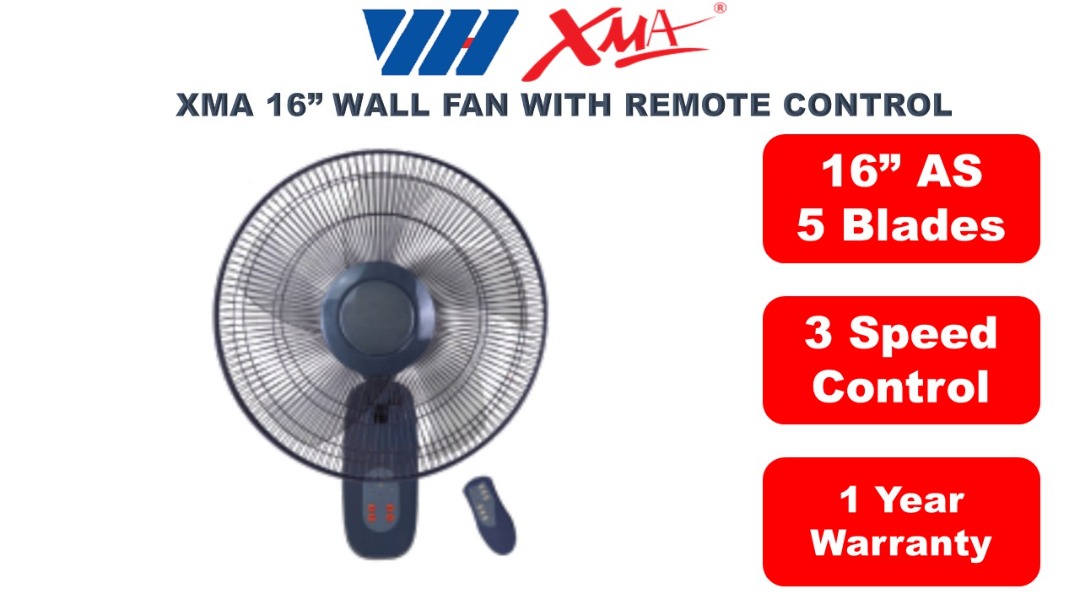[NEW] XMA 16" Wall Fan with Remote Control, Furniture & Home Living ...