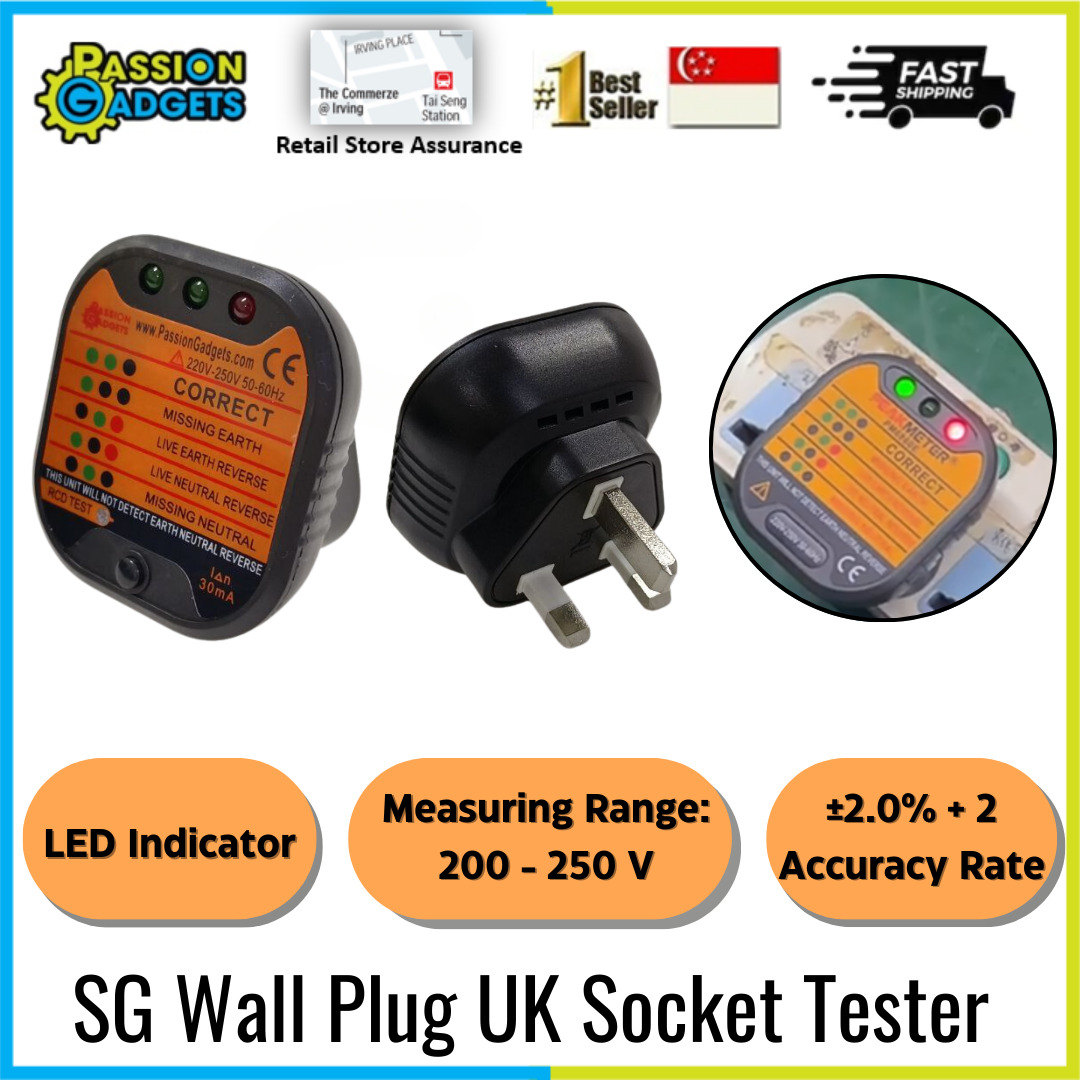 PG Electric Socket Tester Wire Testing Voltage Test Detector Wall SG UK ...