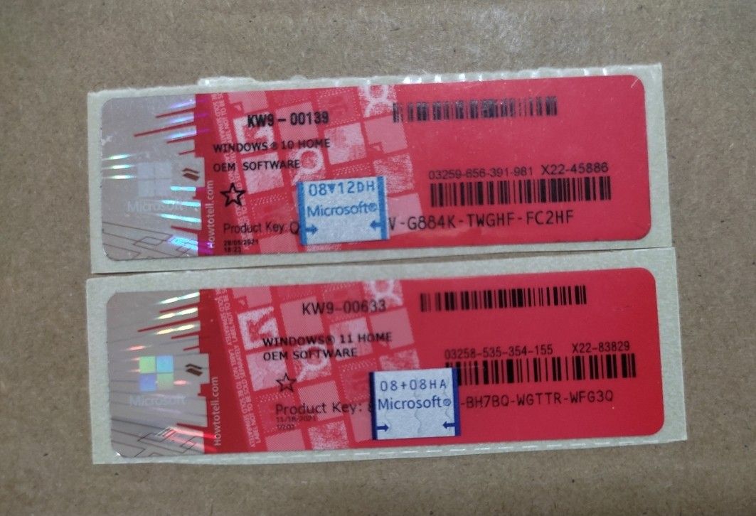 Physical Windows 11 Pro Windows 11 Home and Windows 10 Pro OEM Sticker ...