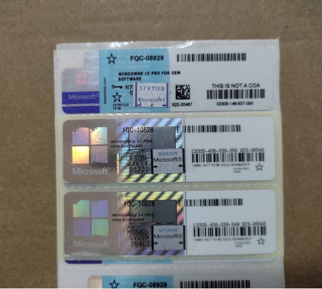 Physical Windows 11 Pro Windows 11 Home and Windows 10 Pro OEM Sticker ...