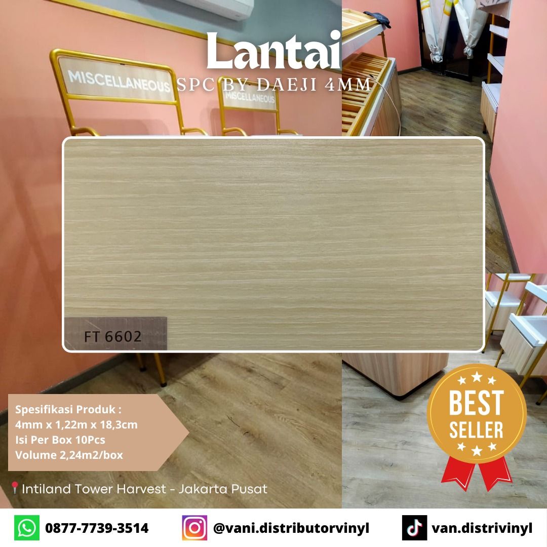 SPC Flooring 4mm Klik / Lantai SPC Daeji Volume 2,24m2 Harga Per Lembar ...