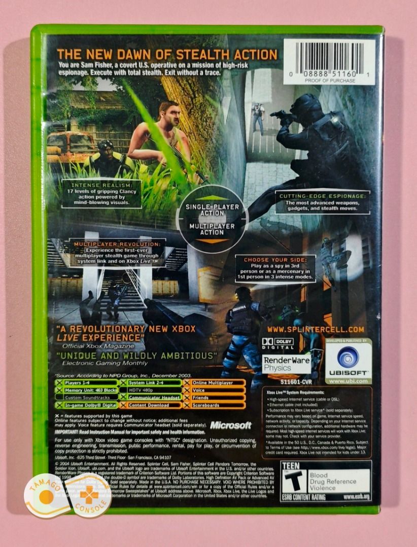 Splinter Cell Pandora Tomorrow - [OG XBOX Game] [NTSC / ENGLISH ...