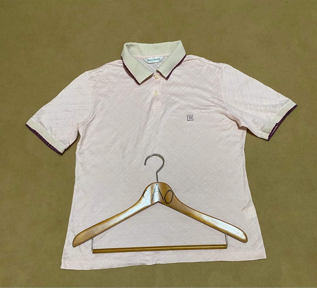 Vintage Balmain Paris polo shirt for women’s, Luxury, Apparel on Carousell
