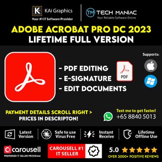 Adobe Acrobat Pro DC 2023, Computers & Tech, Parts & Accessories ...