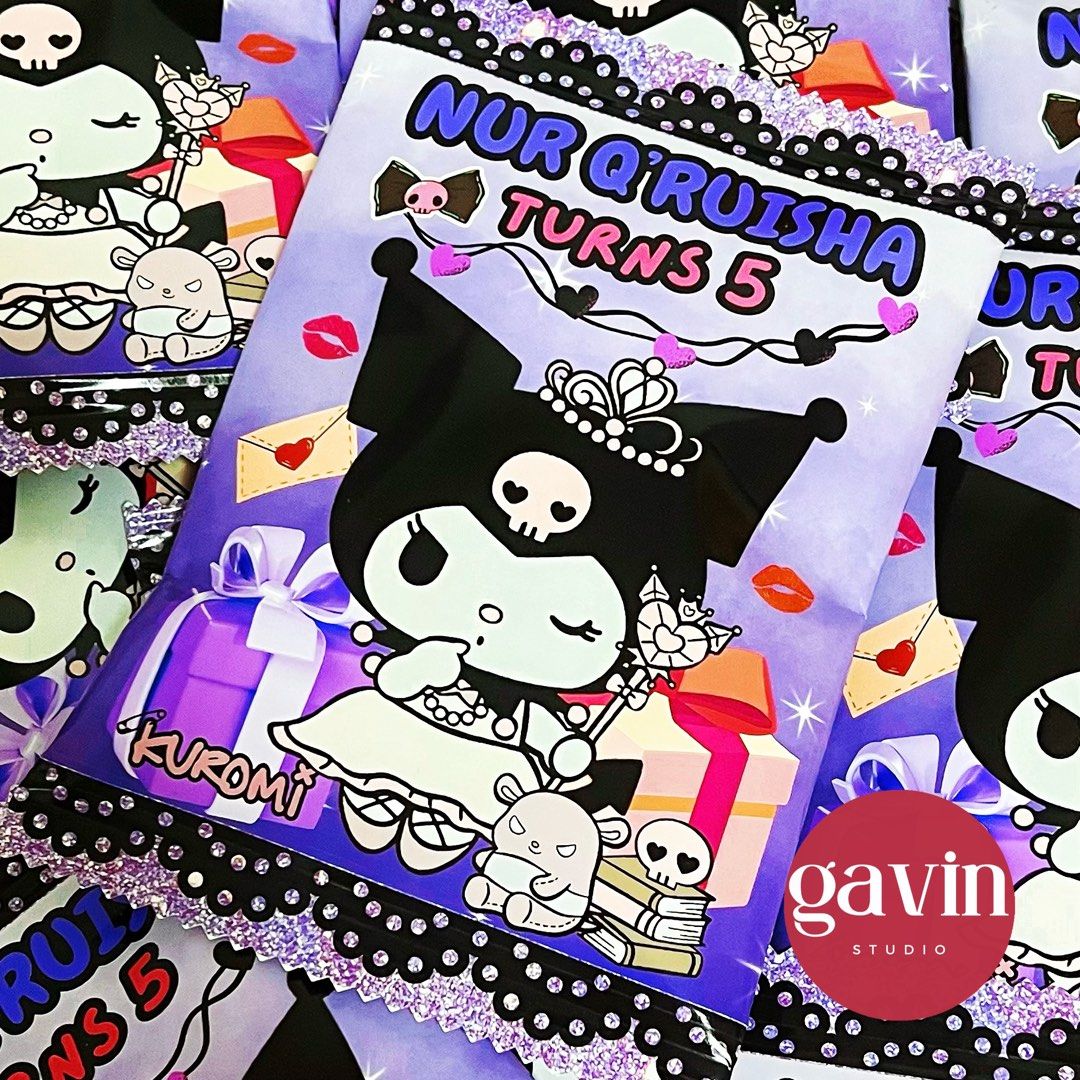 🎀 Kuromi Chip Bags Customised Kids Birthday Goodie Bags Party Favor ...