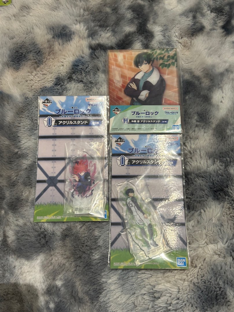 Blue Lock ichiban kuji prize H, I, and K (rin acrylic, chigiri + isagi ...