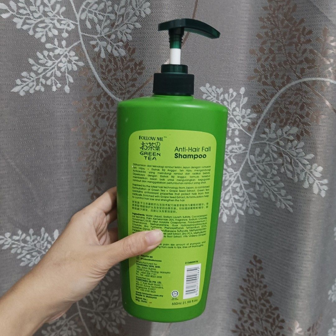 Botol shampoo pump Kosong follow me green tea 650ml Kosmestik sabun ...