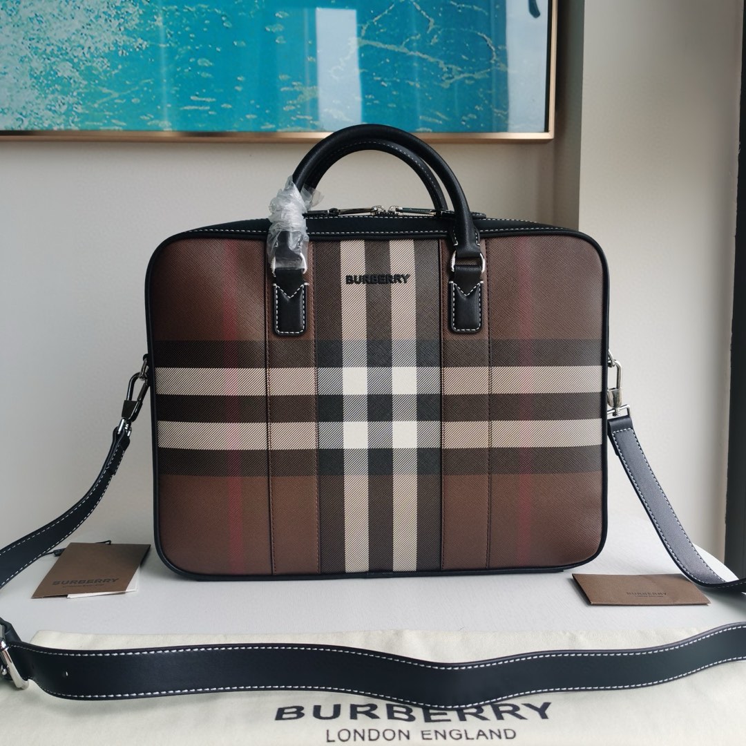 Burberry checkered briefcase, Luxury, Bags & Wallets on Carousell