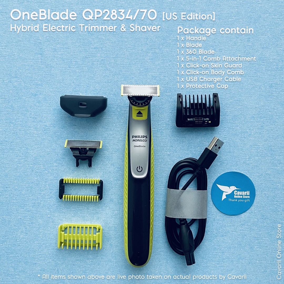 Dented Box Philips Norelco OneBlade QP2834/70 360 Face + Body Hybrid Electric Trimmer and Shaver ...