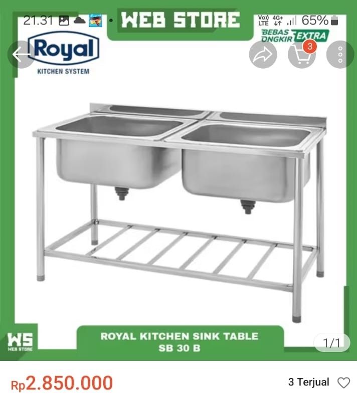 Di jual Sink Cuci Piring merek ROYALE.. bisa muat kapasitas besar ...