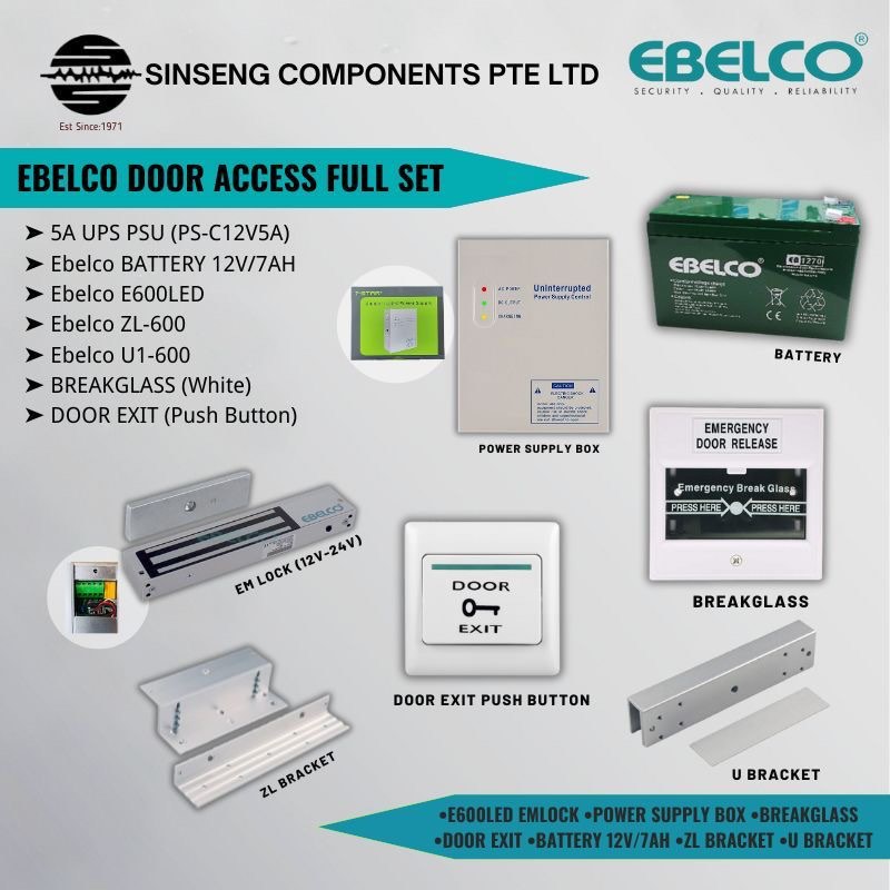 EBELCO Door Access Full Set: PS-C12V5A 5A UPS Power Supply •Ebelco 12V ...