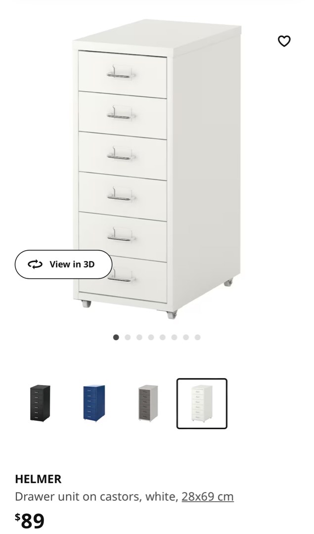 IKEA HELMER Drawer unit on castors, RED, 28x69 cm, Furniture & Home ...