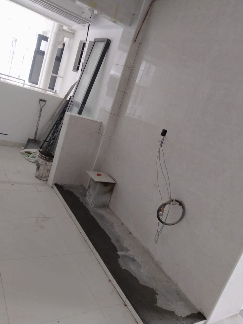 Direct Tiler Contractor Construct Mortar Base Kitchen Cabinet Island ...