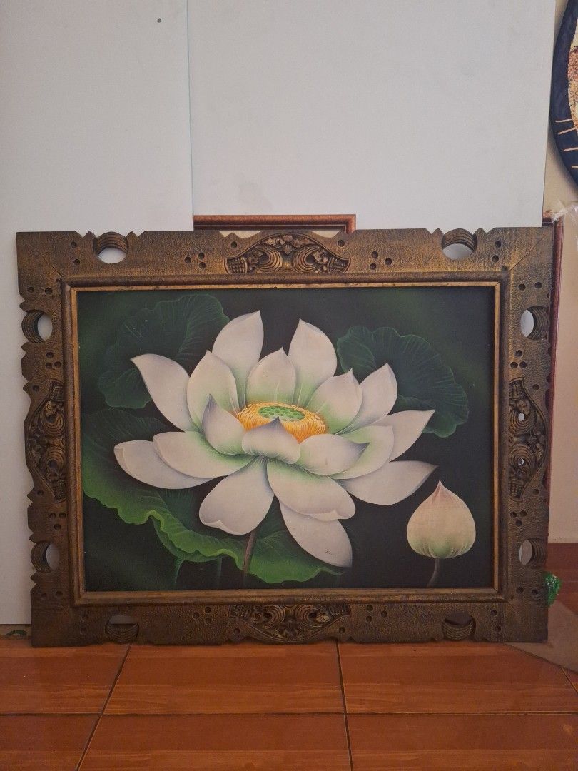Lukisan Bunga teratai frame bingkai, Desain & Kerajinan Tangan, Karya ...
