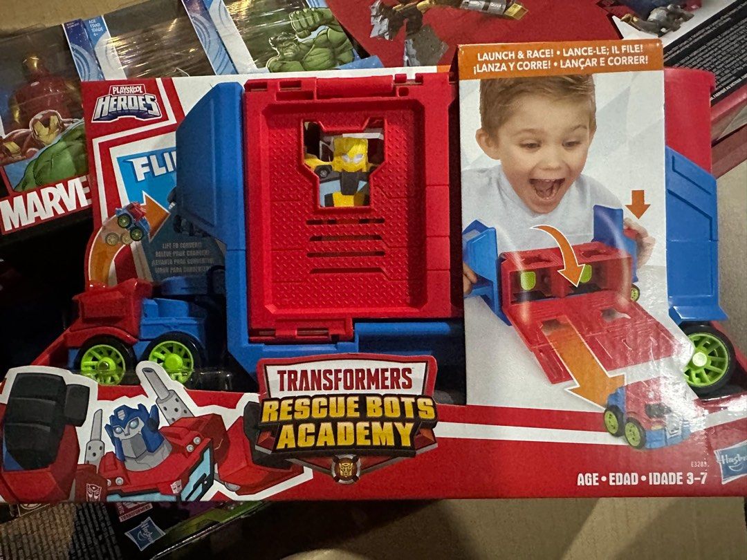 Optimus Prime Trailer Transformers Rescue Bot Flip Racer - Hasbro 12 18 ...