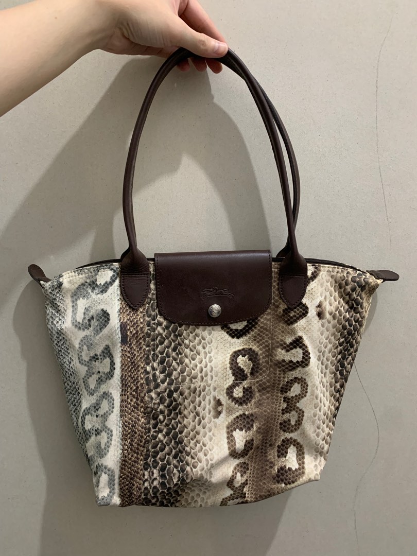 Original Longchamp Snake Print Rare Tote Bag, Women's Fashion, Bags ...