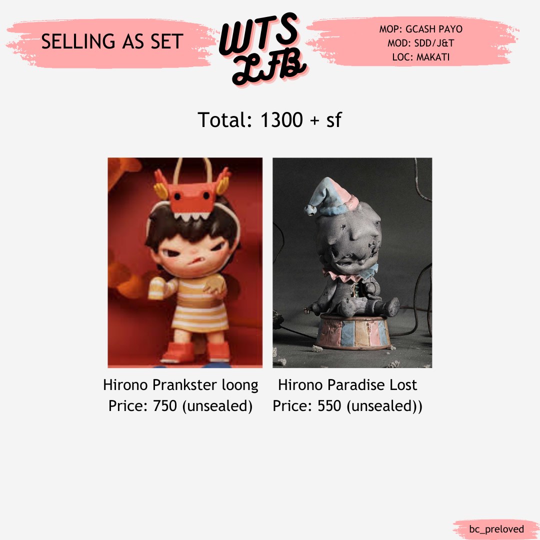 Popmart Hirono prankster loong reshape paradise lost SET, Hobbies ...