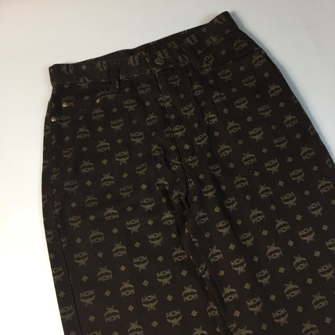 90s MCM ALL OVER PRINT LOGO PANTS, Luxury, Apparel on Carousell