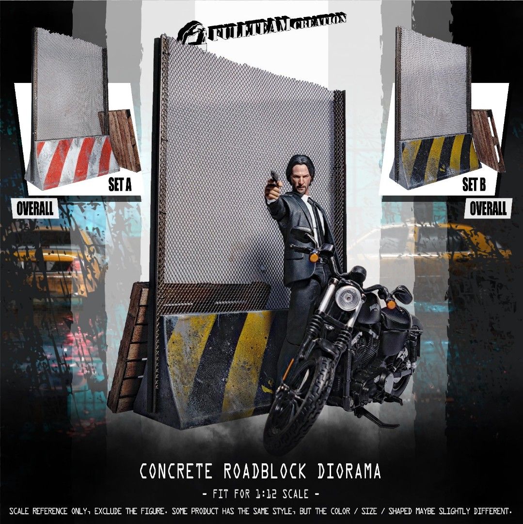 路障圍欄場景地台 Concrete roadblock diorama 不包括 john wick, shf, mafex ...
