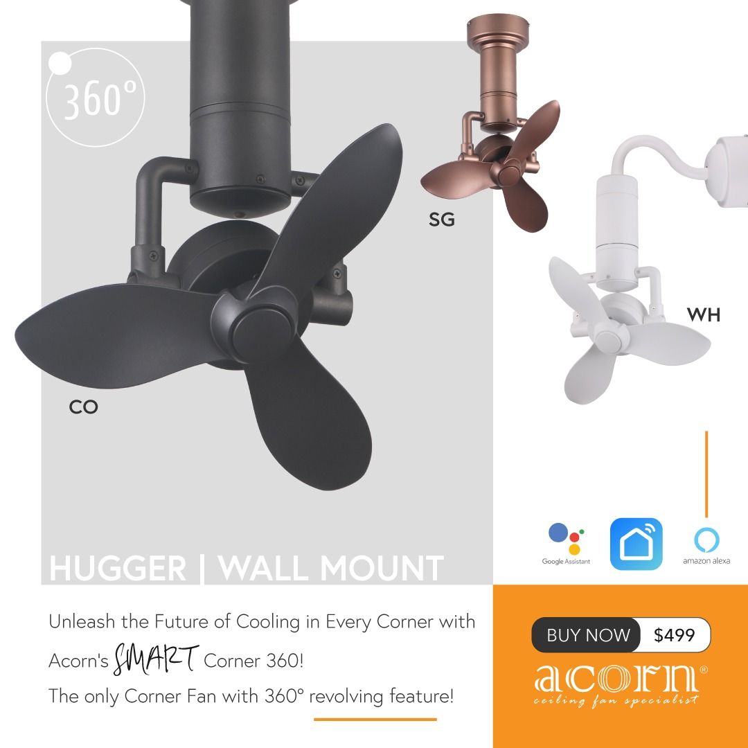 ACORN DC- 360 Smart Corner Fan (Ceiling Fan / Wall Mount Fan) 16 ...