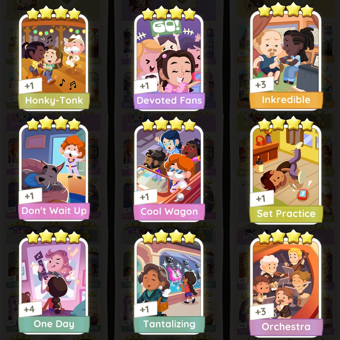 ALL monopoly go 4 stars sticker: sweet duets, honky tonk, western star ...