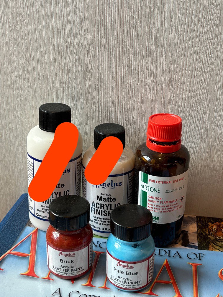 Angelus shoe paints and acetone, Hobbies & Toys, Stationery & Craft ...