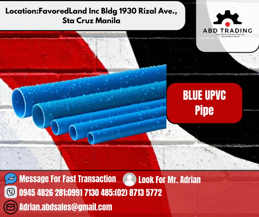 BLUE UPVC Pipe, Commercial & Industrial, Construction Tools & Equipment on Carousell