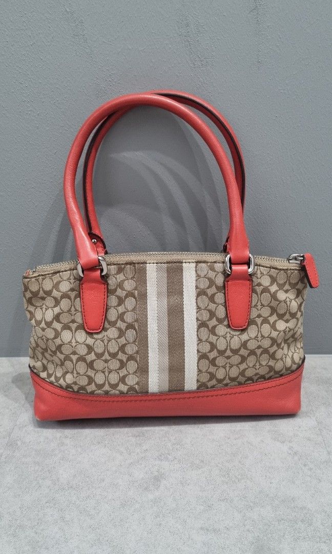 Coach Legacy Signature Stripe Mini Rory Bag in Red, Women's Fashion ...