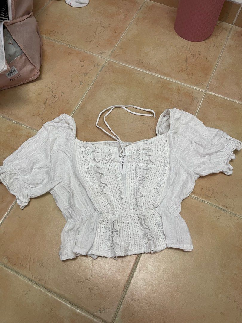 French square neck ruffle top, Women's Fashion, Tops, Other Tops on ...