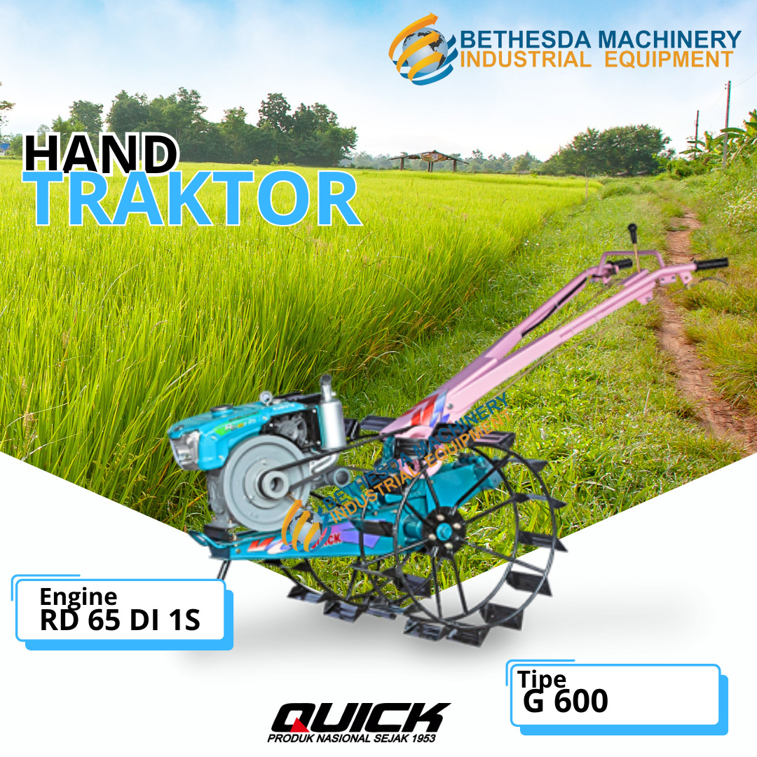 Hand Traktor Quick G 600 6.5 HP / Solar Diesel Kubota RD 65 DI 1S/2S ...