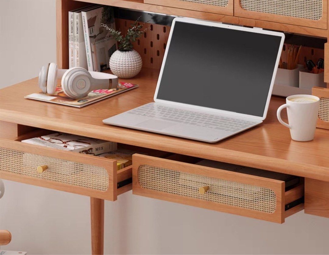 HARUAKI Japandi Solid Wood Study Table, Furniture & Home Living ...